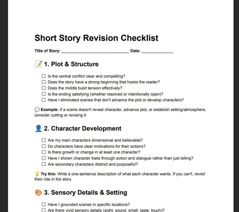 The Ultimate Short Story Revision Checklist: for Students and Seasoned ...